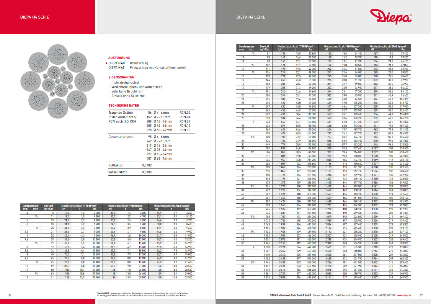 Diepa H Serie Kreuzschlag - Dressel-Seile.de